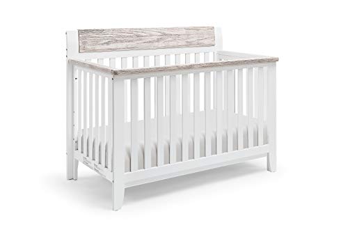 Suite Bebe Hayes 4 in 1 Convertible Crib, White and Wire Brushed Wood