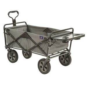 macsports collapsible outdoor utility wagon with folding table and drink holders, gray