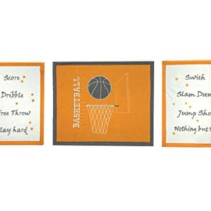 Bacati 3 Piece Basketball Wall Hangings, Orange/Grey