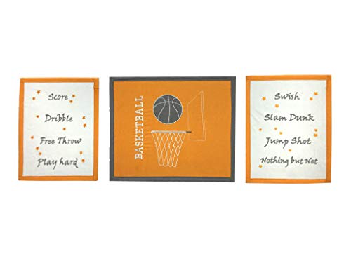 Bacati 3 Piece Basketball Wall Hangings, Orange/Grey