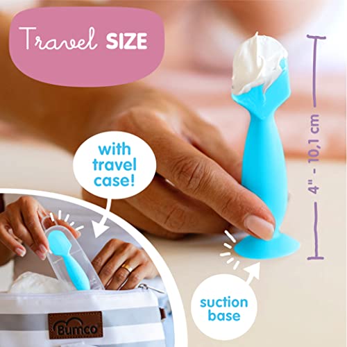 Bumco Diaper Cream Brush - Mini Baby Bum Brush with Travel Case, Baby Butt Paste Diaper Cream Spatula, Butt Paste Spatula for Baby Butt Cream, Mini Diaper Cream Applicator, Butt Spatula Baby, Blue