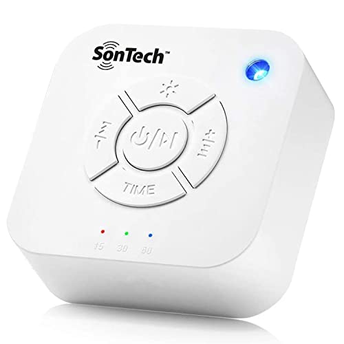 SonTech - White Noise Sound Machine - 10 Natural Soothing Sound Tracks Home, Office, Travel, Baby – Multiple Timer Settings - Battery or Adapter Charging Options