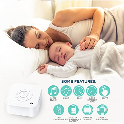 SonTech - White Noise Sound Machine - 10 Natural Soothing Sound Tracks Home, Office, Travel, Baby – Multiple Timer Settings - Battery or Adapter Charging Options