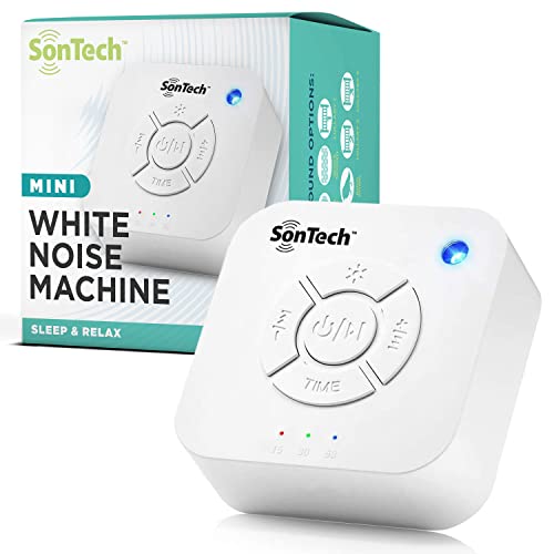 SonTech - White Noise Sound Machine - 10 Natural Soothing Sound Tracks Home, Office, Travel, Baby – Multiple Timer Settings - Battery or Adapter Charging Options