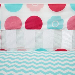 Little Bedding by NoJo Tickled Secure Me Crib Liner, Aqua/Pink