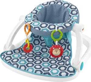 fisher-price portable baby chair, sit-me-up floor seat with 2 removable toys & washable seat pad, honeycomb [amazon exclusive]