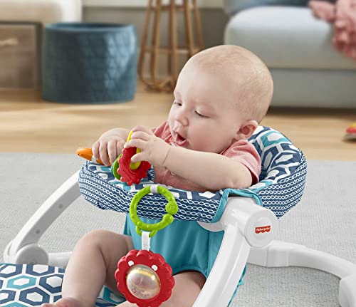 Fisher-Price Portable Baby Chair, Sit-Me-Up Floor Seat with 2 Removable Toys & Washable Seat Pad, Honeycomb [Amazon Exclusive]