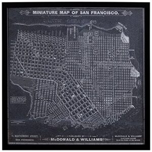 amazon brand – stone & beam modern print of 1879 san francisco map wall art, black frame, 26" x 26"