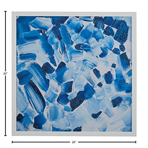 Amazon Brand – Stone & Beam Abstract Hues of Blue, White Wood Frame, 26" x 26"