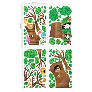 DECOWALL DL-1709 Giant Tree and Animals Kids Wall Decals Wall Stickers Peel and Stick Removable Wall Stickers for Kids Nursery Bedroom Living Room