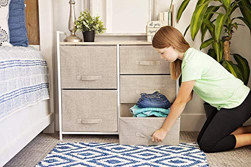 East Loft Multipurpose Dressers for Bedroom Cheap Closet Dresser for Nursery - Storage Dresser with 5 Fabric Drawers - Easy Assembly Small Dresser for Closet Kids Clothes Organizer (Beige)