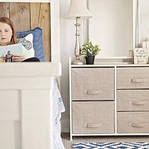 East Loft Multipurpose Dressers for Bedroom Cheap Closet Dresser for Nursery - Storage Dresser with 5 Fabric Drawers - Easy Assembly Small Dresser for Closet Kids Clothes Organizer (Beige)