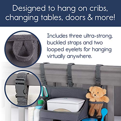 hiccapop Hanging Diaper Organizer for Changing Table, Cribs and Walls, Diaper Stacker and Nursery Organizer | Hanging Storage Caddy Organizer for Baby Essentials |