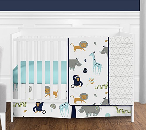 Turquoise and Navy Blue Safari Animal Baby Kid Clothes Laundry Hamper for Mod Jungle Collection by Sweet Jojo Designs