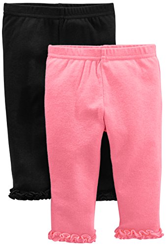 Simple Joys by Carter's Baby Girls' Pant, Pack of 4, Black/Grey Hearts/Pink/White Floral, 18 Months