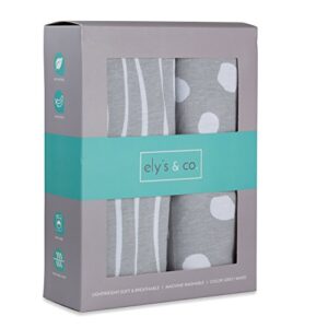 crib sheet set | toddler sheet set 2 pack 100% jersey cotton grey and white abstract stripes and dots by ely's & co