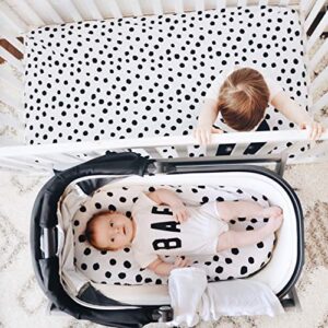 Crib Sheet Set | Toddler Sheet Set 2 Pack 100% Jersey Cotton Black and White Abstract Stripes and Dots