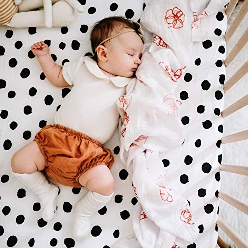 Crib Sheet Set | Toddler Sheet Set 2 Pack 100% Jersey Cotton Black and White Abstract Stripes and Dots