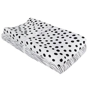 Changing Pad Cover Set | Cradle Sheet 2 Pack 100% Jersey Cotton Black and White Abstract Stripes and Dots by Ely's & Co