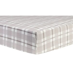 trend lab gray and white plaid deluxe flannel fitted crib sheet