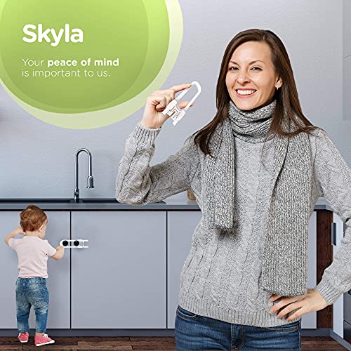 Cabinet Handle Locks (8-Pack) 5 1/4 Inch by Skyla Homes - Stock Clearance - Multi-Purpose Child Safety Lock Best for Baby Proofing Strong ABS Free Plastic Knob Cover Child Proof Cabinet Latches