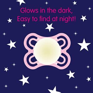 MAM Perfect Night Baby Pacifier, Patented Nipple, Glows in the Dark, 2 Pack, 0-6 Months, Unisex