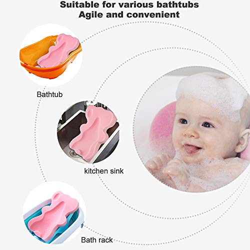 HALLO Soft Infant Bath Sponge Skid Proof Baby Bath Mat Newborn Odor Free (Pink)