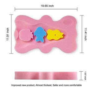 HALLO Soft Infant Bath Sponge Skid Proof Baby Bath Mat Newborn Odor Free (Pink)