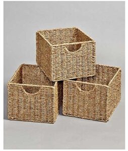 wooden multi use storage unit cabinet organizer (set of 3 baskets)