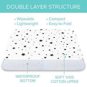 Kushies Deluxe Change Pad Flannel, Scribble Stars Black & White