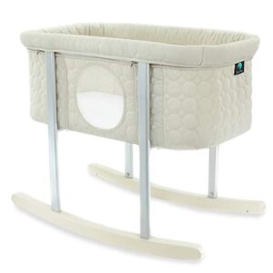 baby bassinet cradle includes gentle rocking feature, great for newborns and infants safe mattress includes wheels for easy movement high end washable fabric lightweight (sand)