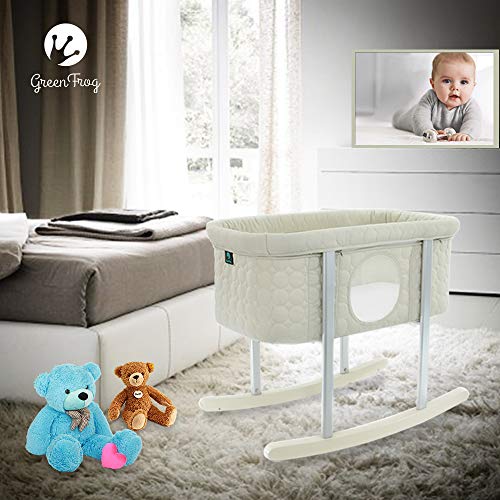 Baby Bassinet Cradle Includes Gentle Rocking Feature, Great for Newborns and Infants Safe Mattress Includes Wheels for Easy Movement High End Washable Fabric Lightweight (Sand)