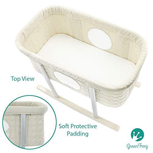 Baby Bassinet Cradle Includes Gentle Rocking Feature, Great for Newborns and Infants Safe Mattress Includes Wheels for Easy Movement High End Washable Fabric Lightweight (Sand)