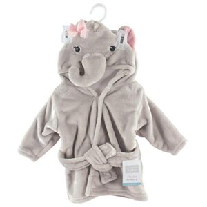 Hudson Baby Unisex Baby Plush Animal Face Bathrobe, Pretty Elephant, 0-9 Months