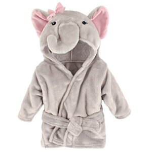 hudson baby unisex baby plush animal face bathrobe, pretty elephant, 0-9 months