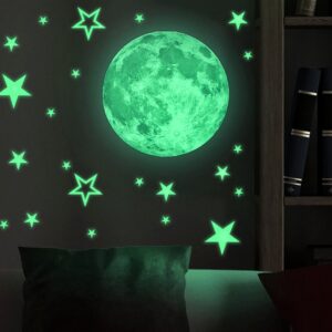 Marsway Kids Removable Moon Stars Glow in The Dark Sticker Night Luminous Room Wall Decal Stickers