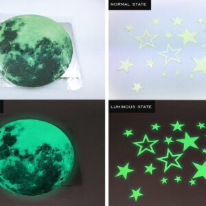 Marsway Kids Removable Moon Stars Glow in The Dark Sticker Night Luminous Room Wall Decal Stickers