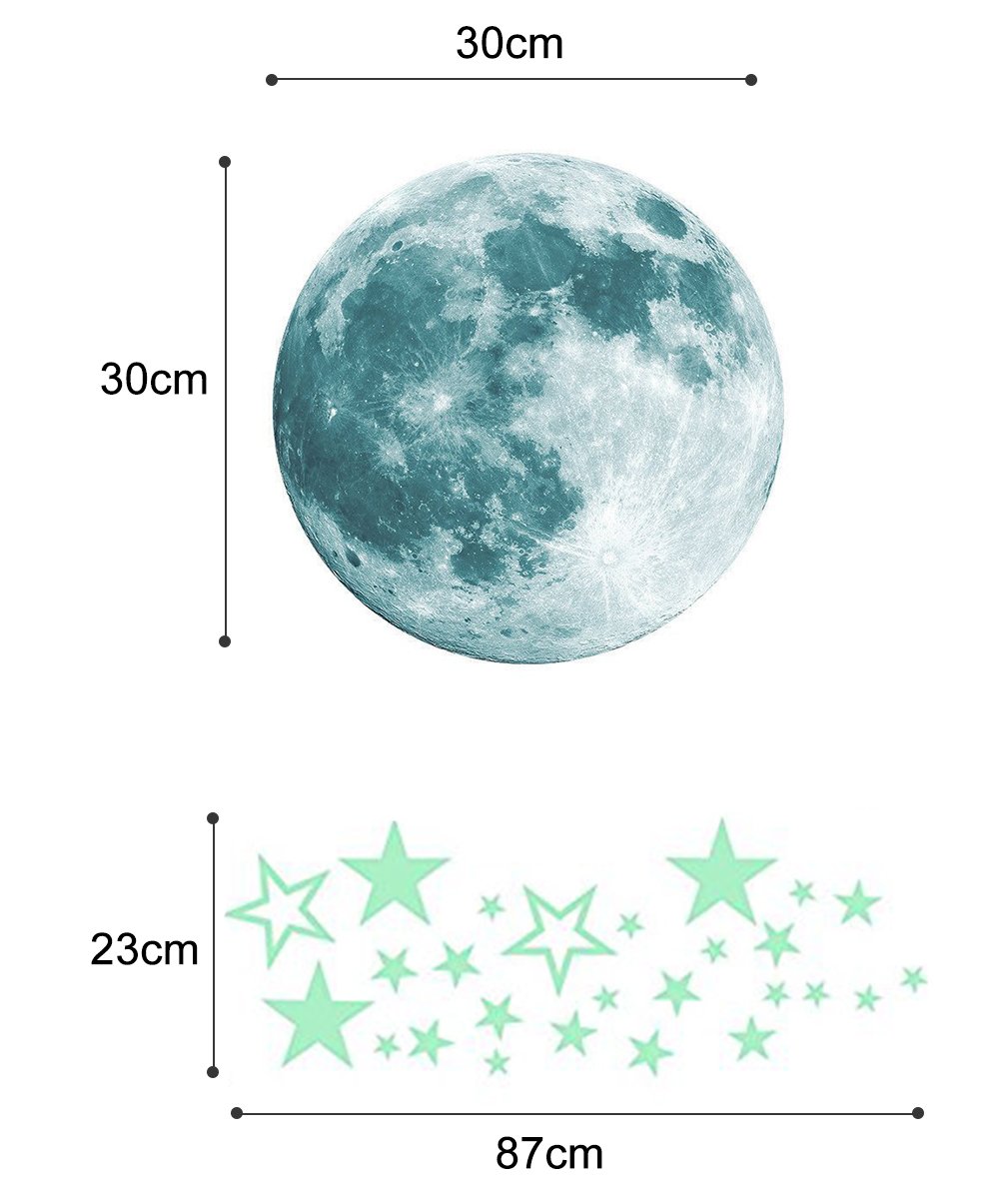 Marsway Kids Removable Moon Stars Glow in The Dark Sticker Night Luminous Room Wall Decal Stickers