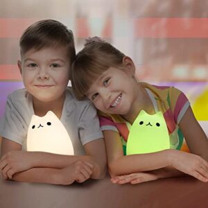 NeoJoy Cat Lamp, Remote Control Silicone Kitty Night Light for Kids Toddler Baby Girls Rechargeable Cute Kawaii Nightlight (Popurlarity Kitty)