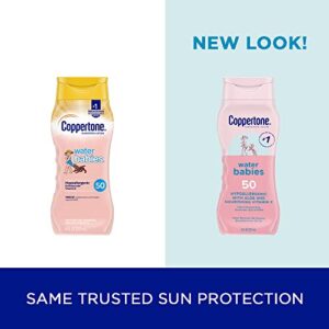 Coppertone Water Babies Sunscreen Lotion SPF 50, Pediatrician Recommended, Water Resistant, 8 Fl Oz Bottle