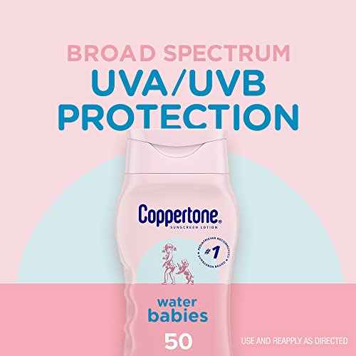 Coppertone Water Babies Sunscreen Lotion SPF 50, Pediatrician Recommended, Water Resistant, 8 Fl Oz Bottle