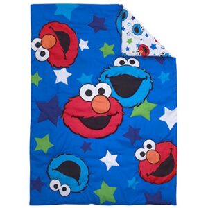 Sesame Street Awesome Buds Elmo/Cookie Monster 4 Piece Toddler Bed Set, Blue/Red/Green, 4 Piece Set