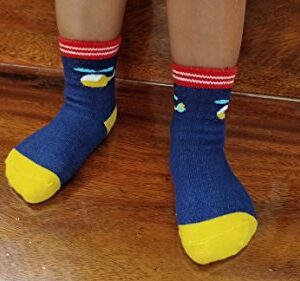 RATIVE Anti Skid Non Slip Slipper Cotton Crew Dress Socks With Grips For Baby Walker Toddlers Kids Boys 2T 3T (1-3T, 12-pairs/RB-71112)