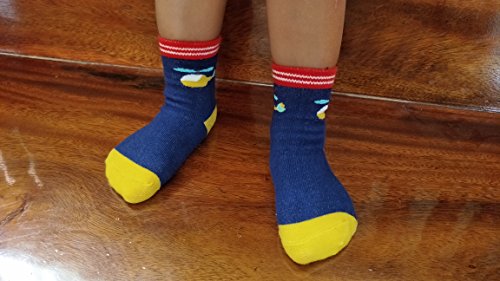 RATIVE Anti Skid Non Slip Slipper Cotton Crew Dress Socks With Grips For Baby Walker Toddlers Kids Boys 2T 3T (1-3T, 12-pairs/RB-71112)