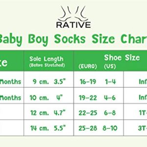 RATIVE Anti Skid Non Slip Slipper Cotton Crew Dress Socks With Grips For Baby Walker Toddlers Kids Boys 2T 3T (1-3T, 12-pairs/RB-71112)