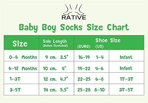 RATIVE Anti Skid Non Slip Slipper Cotton Crew Dress Socks With Grips For Baby Walker Toddlers Kids Boys 2T 3T (1-3T, 12-pairs/RB-71112)