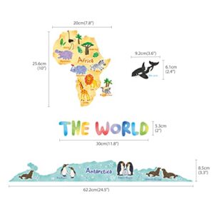 DECOWALL BS-1615S Animal World Map Kids Wall Stickers Wall Decals Peel and Stick Removable Wall Stickers for Kids Nursery Bedroom Living Room (Large) décor