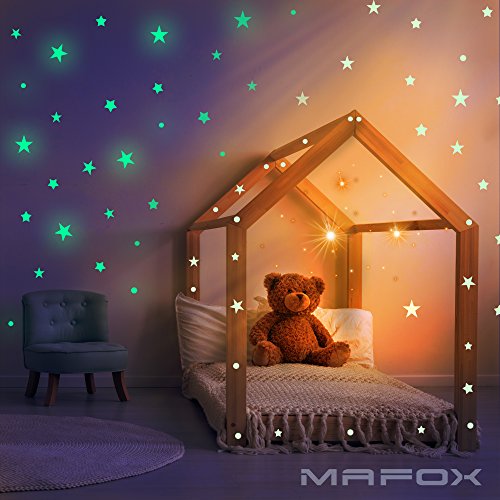 Glow in The Dark Stars for Ceiling or Wall Stickers - Glowing Wall Decals Stickers Room Decor Kit - Galaxy Glow Star Set and Solar System Decal for Kids Bedroom Decoration