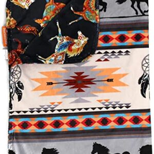 Dear Baby Gear Baby Blanket- Double Layer Minky Blanket- Reversible Gender Neutral Baby Blankets- Nursery Blanket for Baby- Faux Quilt Soft Baby Blanket- Southwestern Tribal Horses Print- 38x29