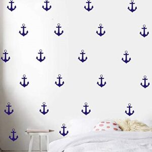 Set of 48 Anchor Pattern Wall Sticker Vinyl Sailing Nautical Wall Decal- Kids Boys Room Interior Home Decoration Mural (Dark Blue 55x78mm)